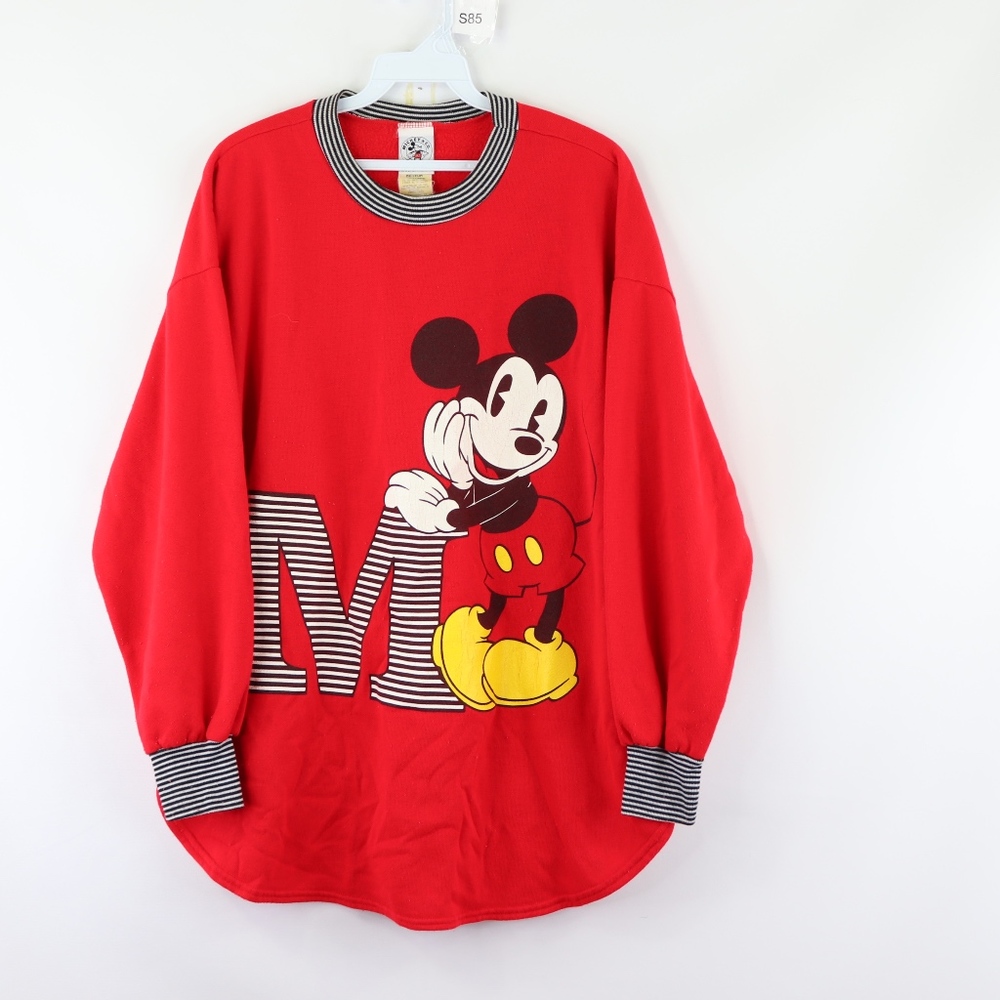 80s Disney Mens Medium Mickey Mouse Sweatshirt Red - Gem